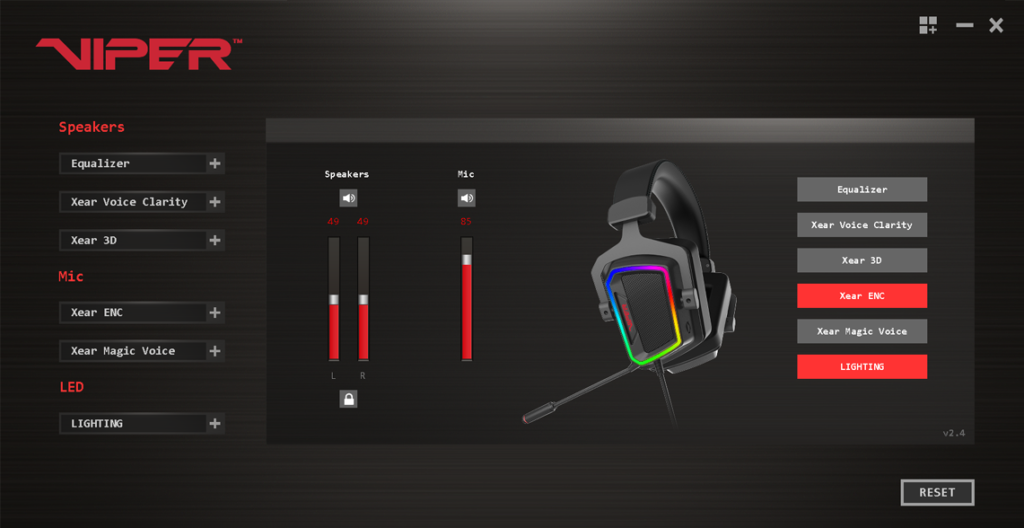 Patriot Viper V380 Virtual 7.1 Surround Sound RGB Gaming Headset